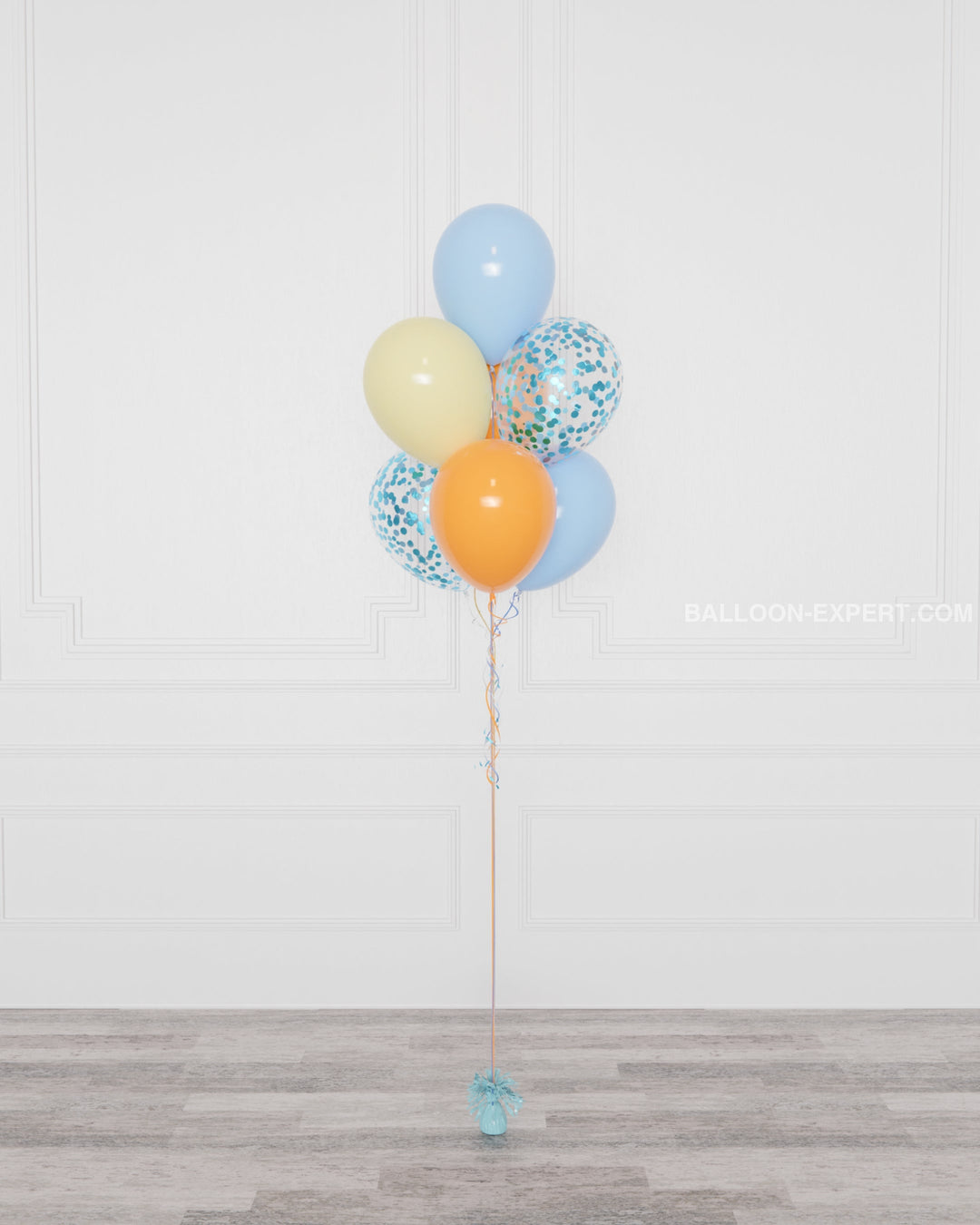 Bluey Blue Confetti Balloon Bouquet, 7 Balloons, Helium Inflated ...