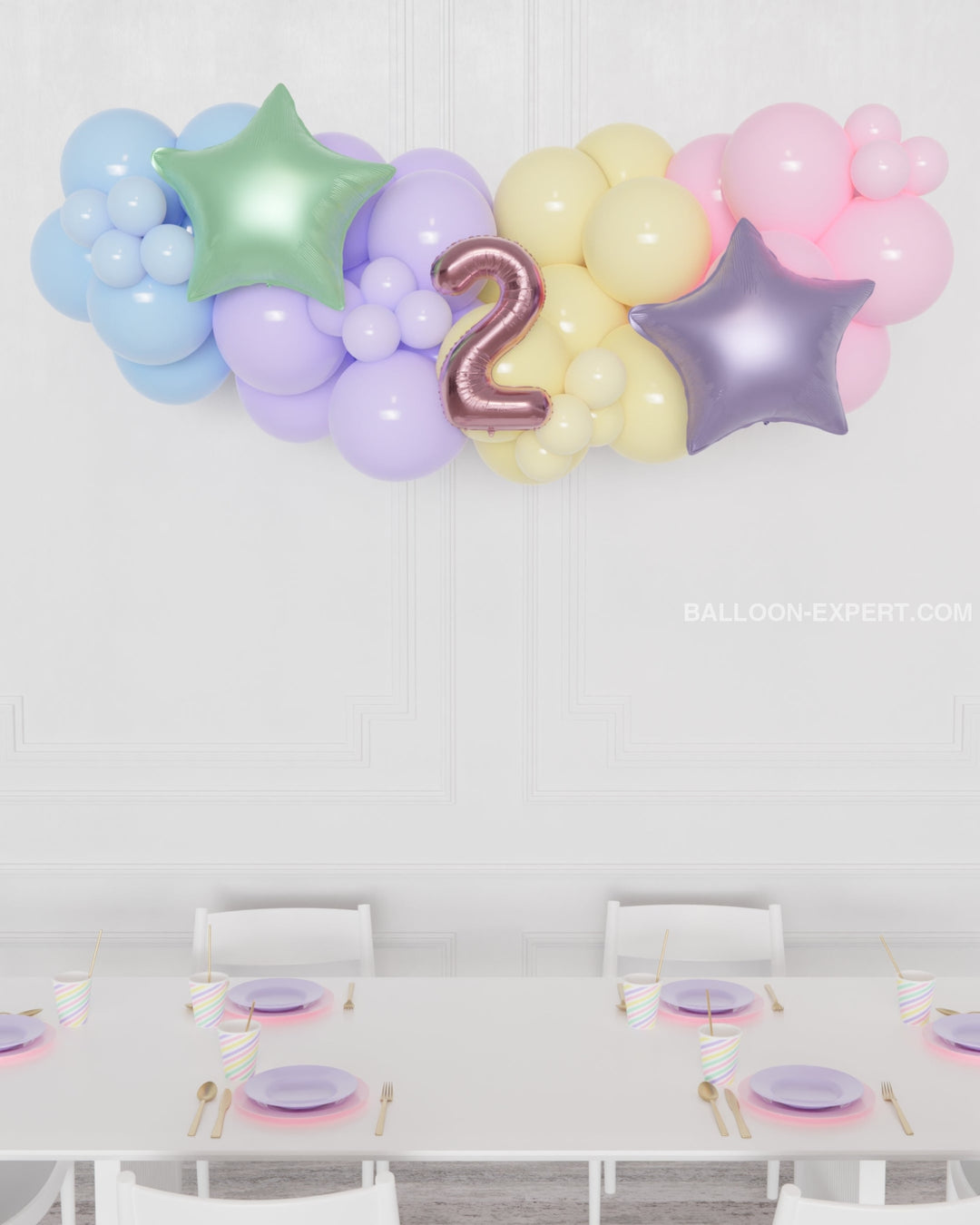 Pastel Rainbow Number Balloon Garland, Montreal Delivery - Balloon Expert